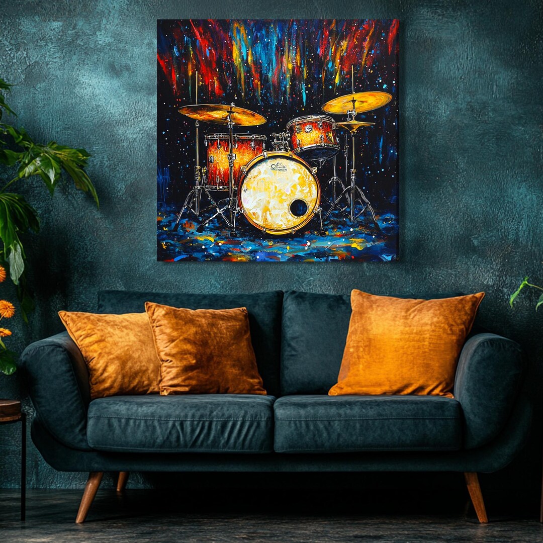 Abstract Drum Set Wall Art - Modern Drums Canvas Print, Modern Drums Wall Decor, Room Decor ...