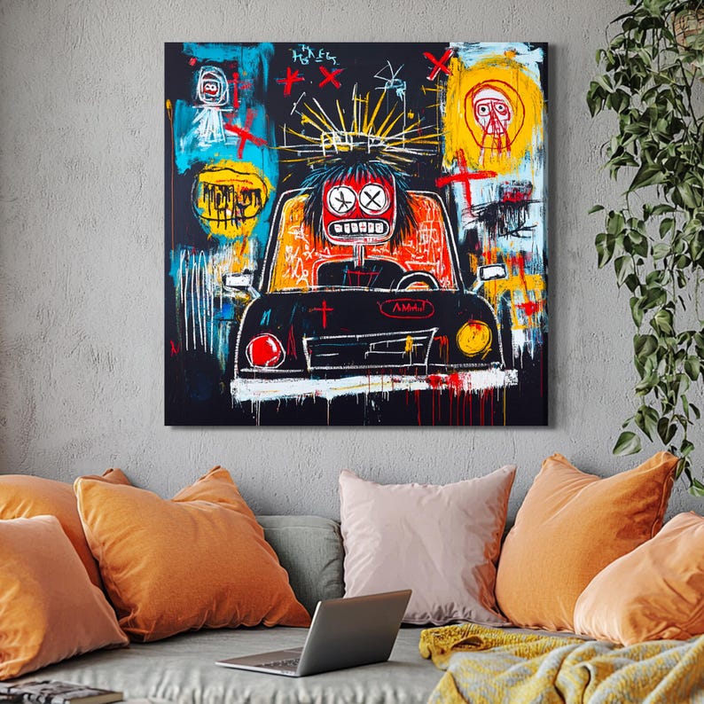 Urban Graffiti Driver Art Print Bold Expressionist Street Style Canvas ...