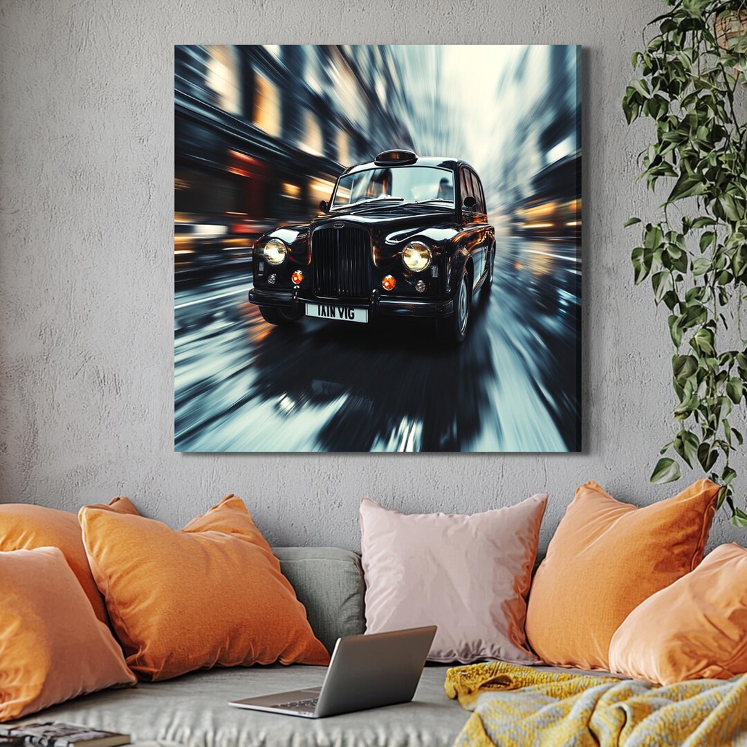 London Taxi Wall Art Print – Black Cab Wall Art, British Taxi Canvas ...