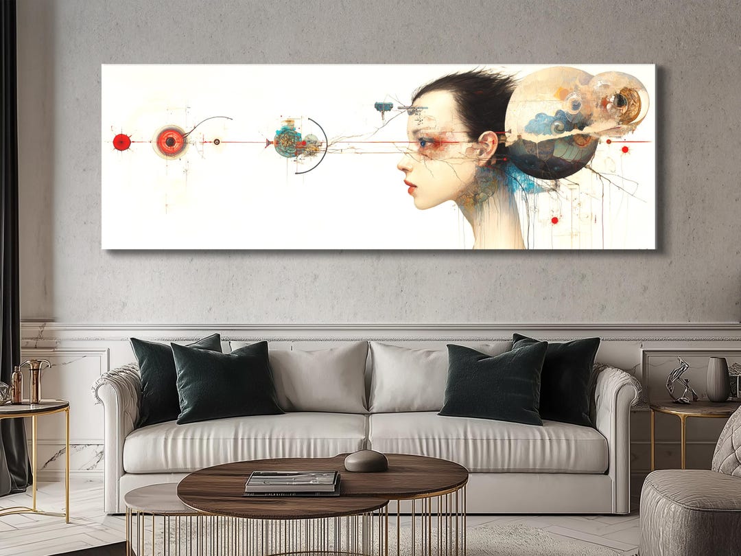 Surreal Profile Abstract Art Print – Futuristic Portrait With Geometric ...