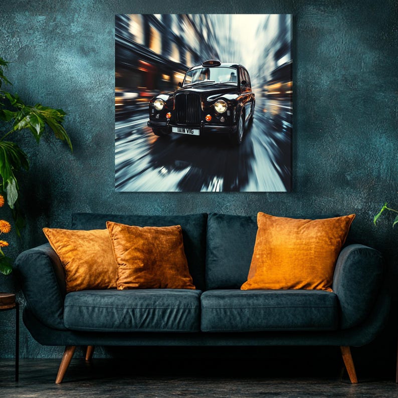 London Taxi Wall Art Print – Black Cab Wall Art, British Taxi Canvas ...