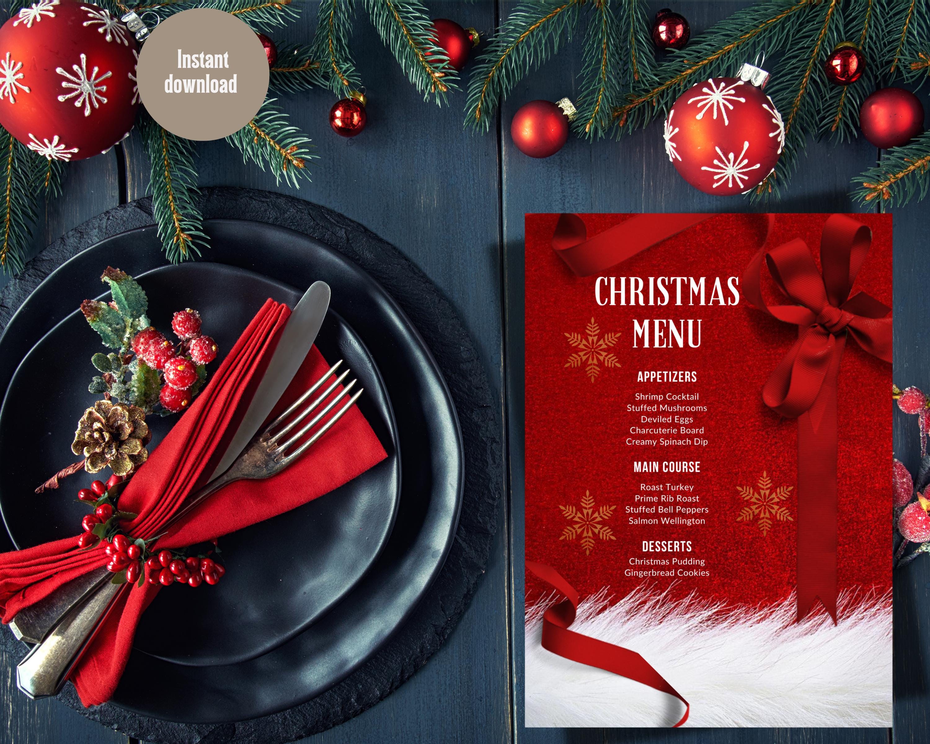Christmas Menu Card Fun Menu Card Template Menu Card Wave Holiday ...