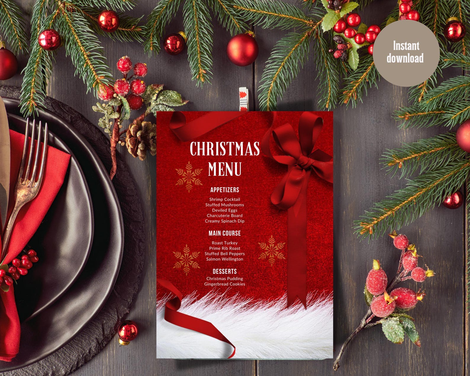 Christmas Menu Card Fun Menu Card Template Menu Card Wave Holiday ...