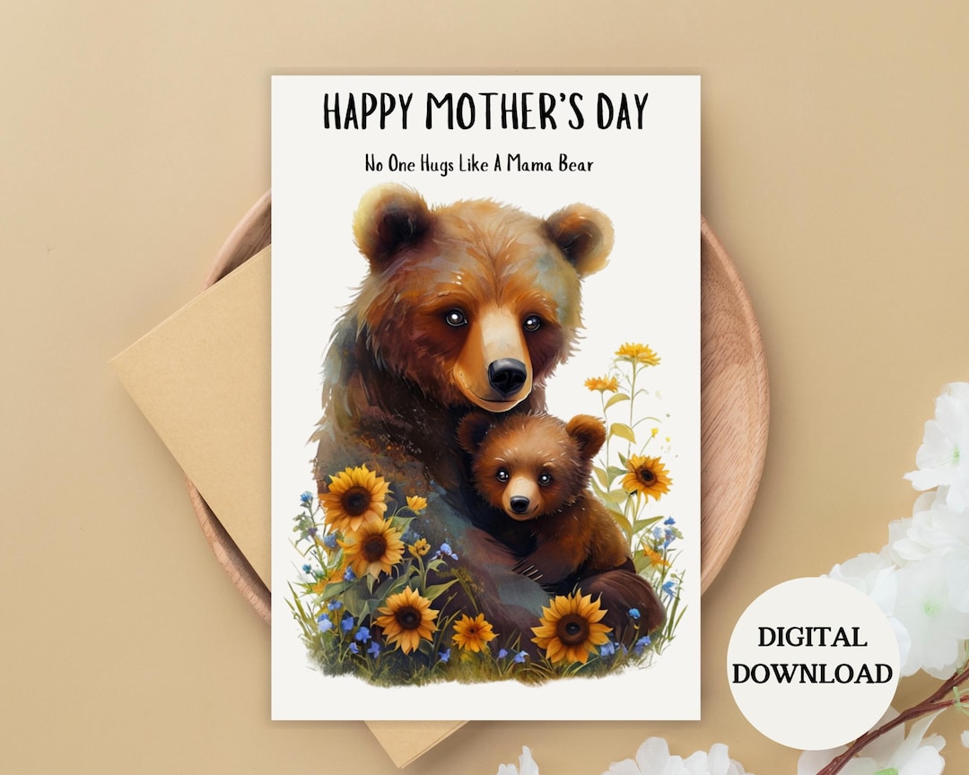Mother’s Day Card Mama Bear – Printable Woodland Bear Card – Cute ...