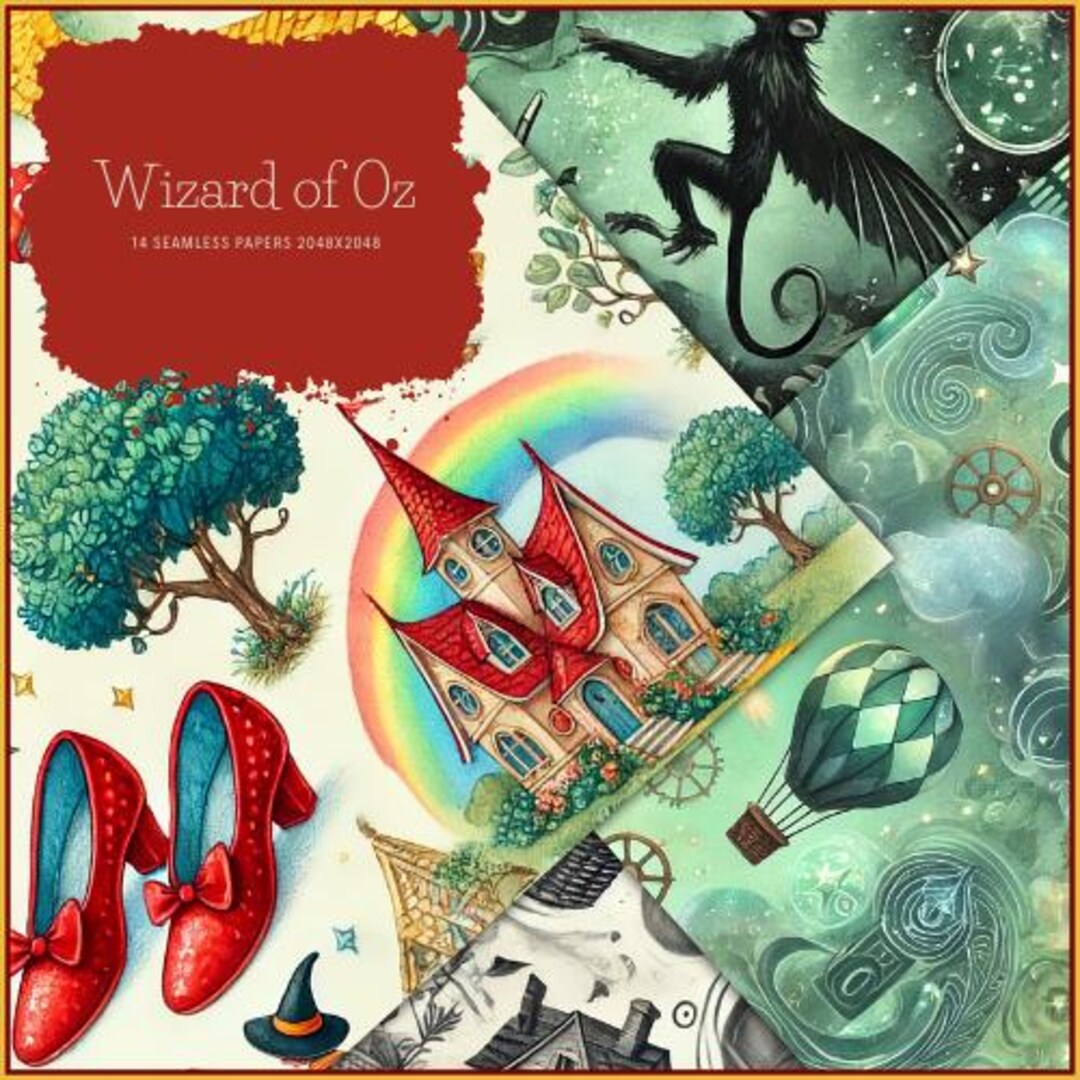 Wizard of Oz Seamless Watercolor Digital Paper - Etsy