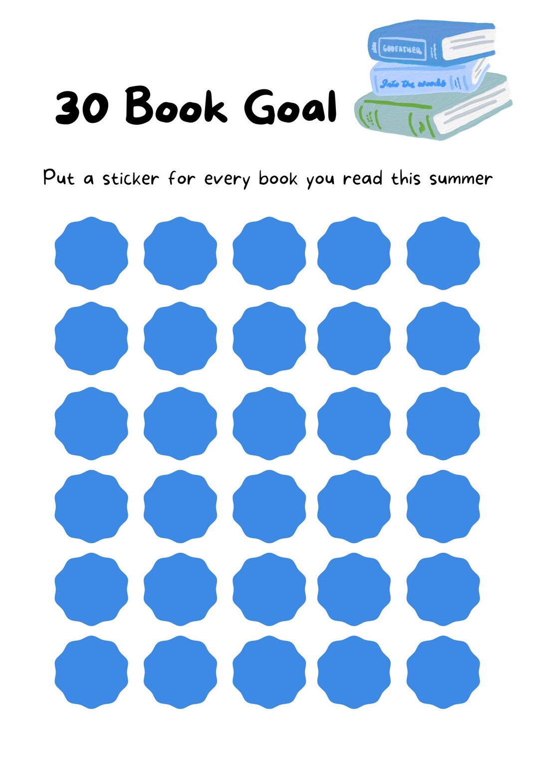 30 Book Reading Chart- Printable Download - Etsy
