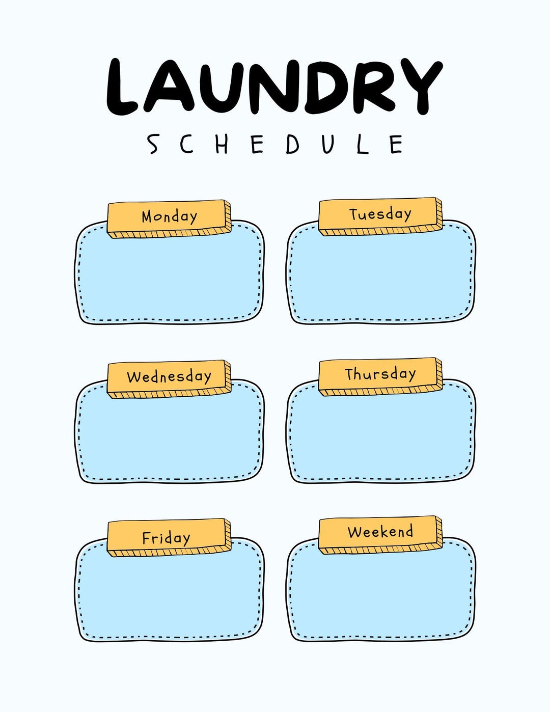 Laundry Schedule- Printable Download - Etsy