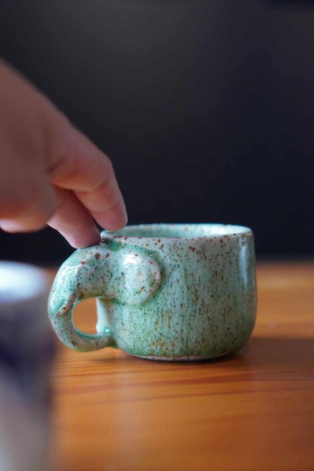 Handmade Elephant Coffee Mug: Blue & White Ceramic Cup - Etsy