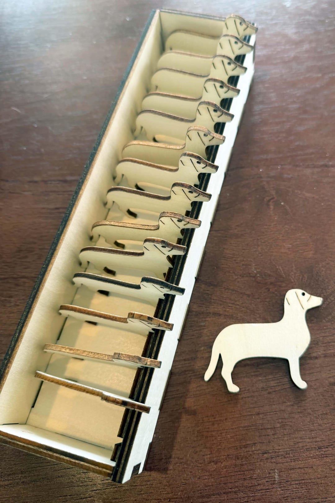 Dog Bobbin Case: Wooden Embroidery Floss Organizer With 15 Puppy ...