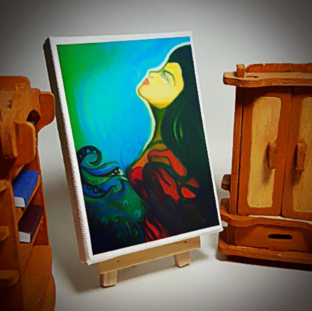 Miniature Wall Art, Small Scale Original Painting, Dollhouse Wall Decor ...