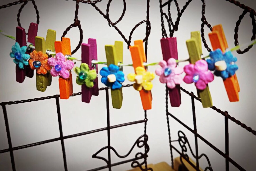 SALE Miniature Clothesline, Fairy Garden Clothesline, Mini Clothespins ...