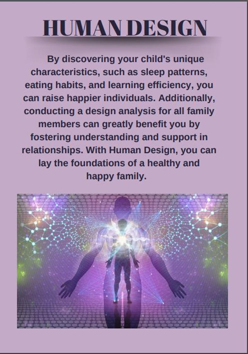 Personalized Human Design Report for Your Child, Children's Chart, Kids ...