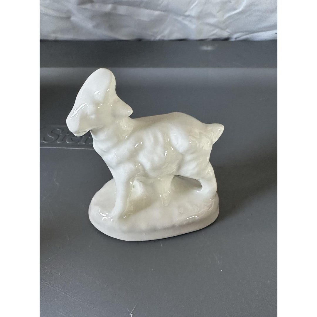 Small Ceramic Goat Figurine White Glaze Nativity Farm Figure Vintage ...