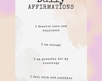 Positive Affirmations Printable, Daily Affirmations, Instant Download ...