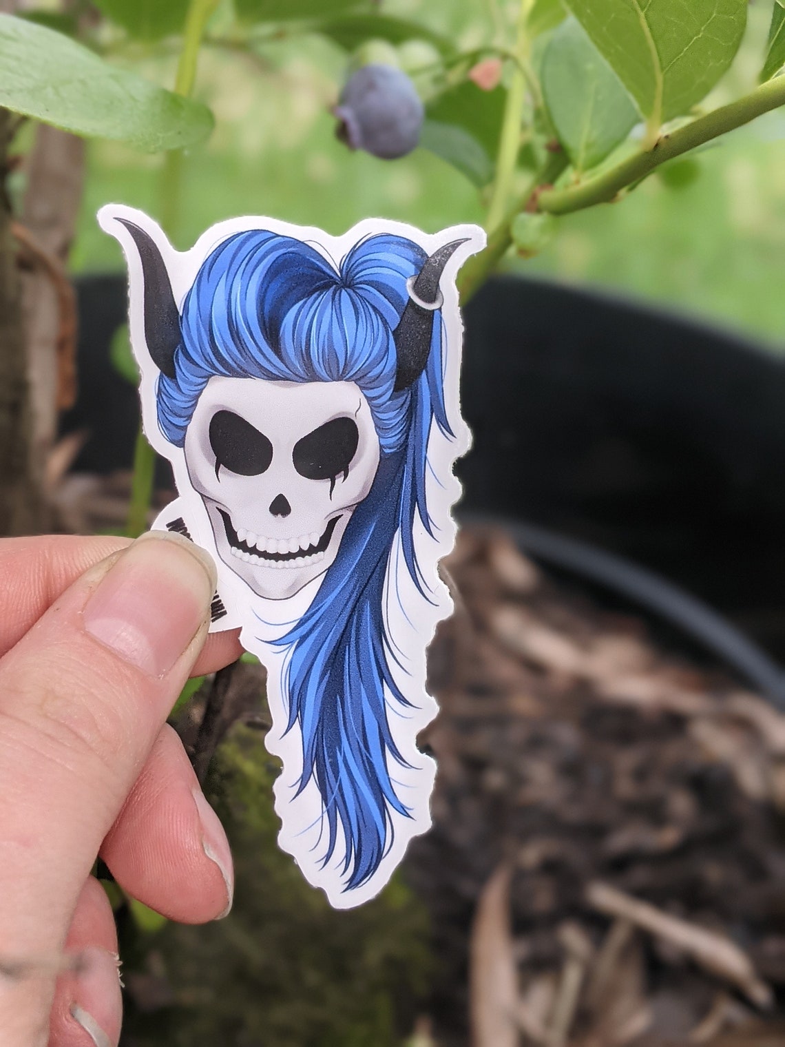 Skull Sticker Vinyl Sticker Logo Sticker Blue Hair Sticker | Etsy