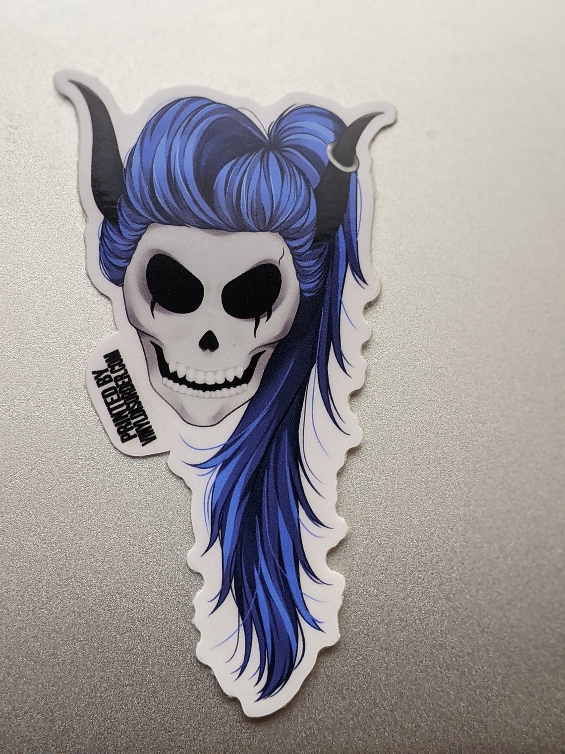 Skull Sticker Vinyl Sticker Logo Sticker Blue Hair Sticker | Etsy