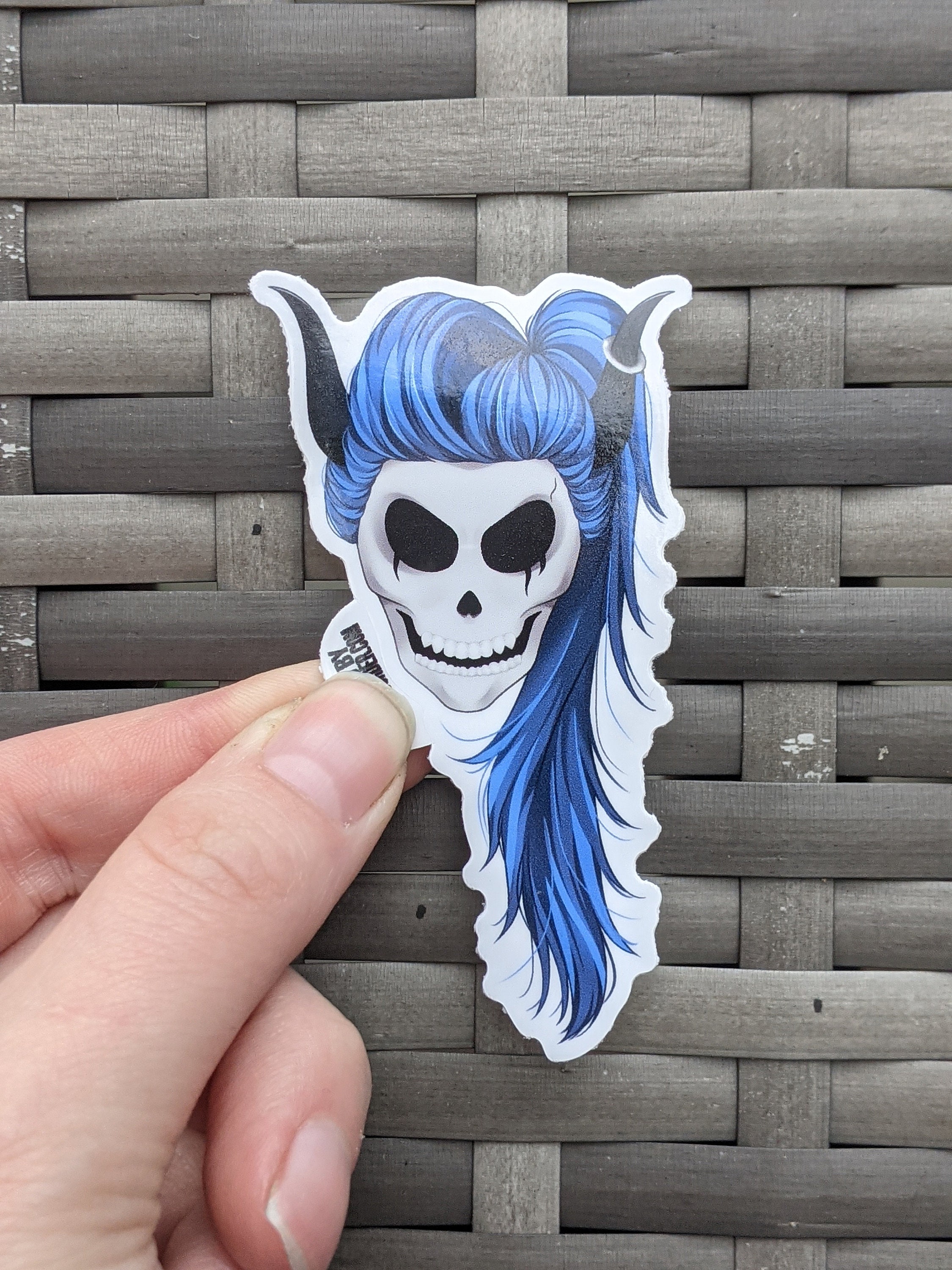 Skull Sticker Vinyl Sticker Logo Sticker Blue Hair Sticker | Etsy