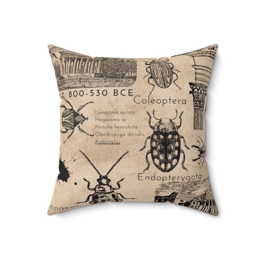 Beetle Cottagecore Pillow, Beetle Pillow, Spun Polyester Square Pillow ...