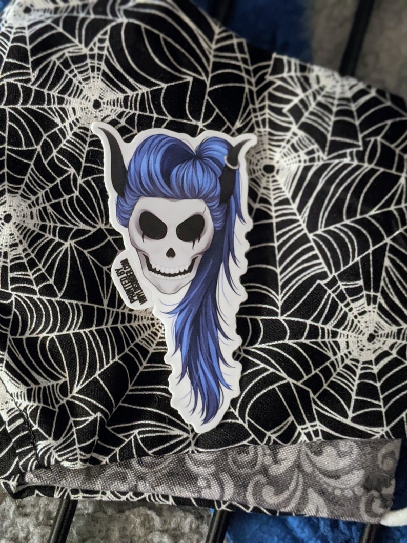 Skull Sticker Vinyl Sticker Logo Sticker Blue Hair Sticker - Etsy