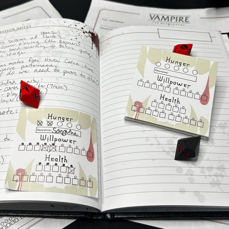 VTM Stat Tracker Sticky Notes | Hunger, Willpower, and Health Tracker ...