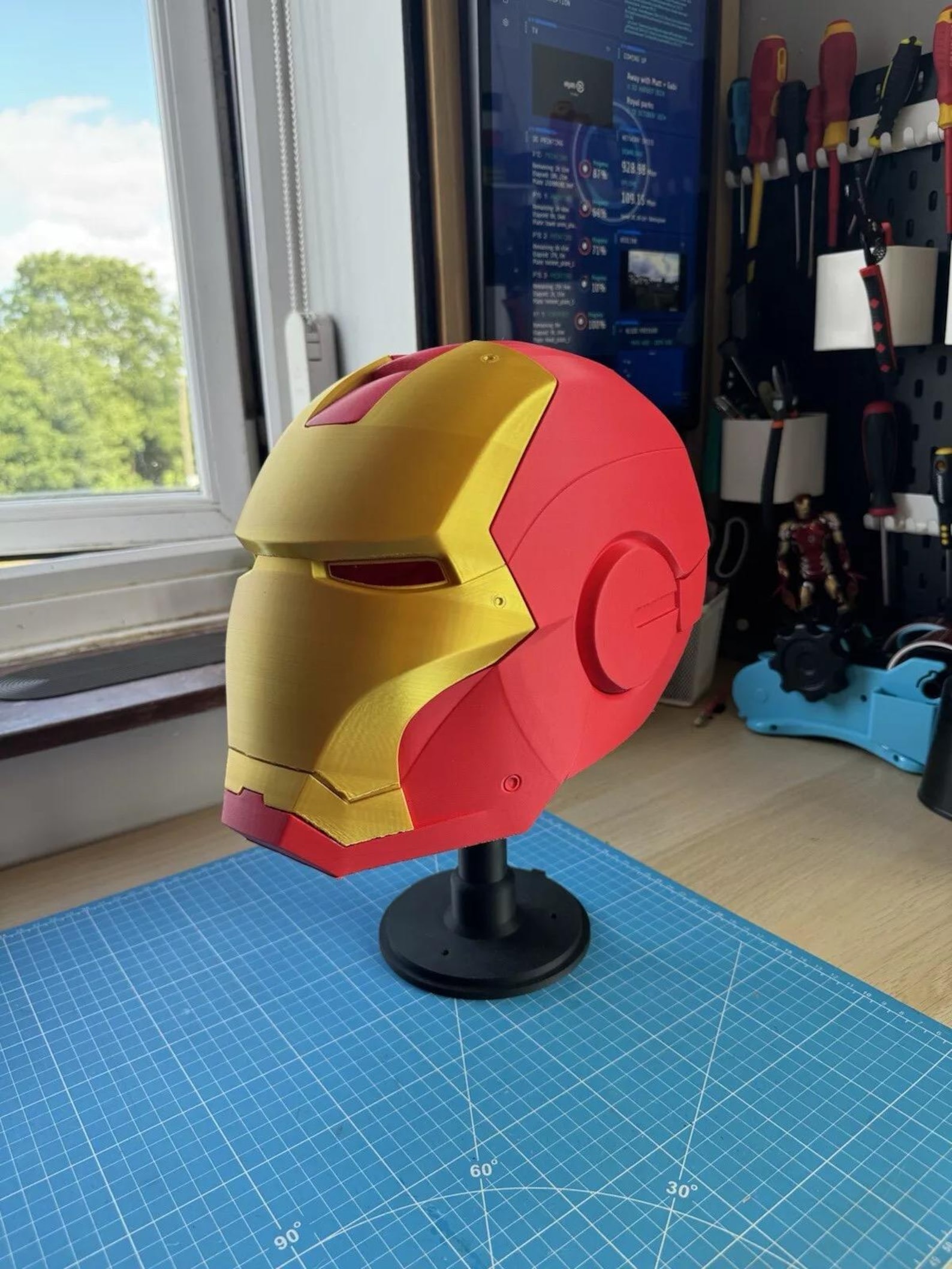 Iron Man Helmet Raw 3d Printed With Magnetic Back With Stand Etsy