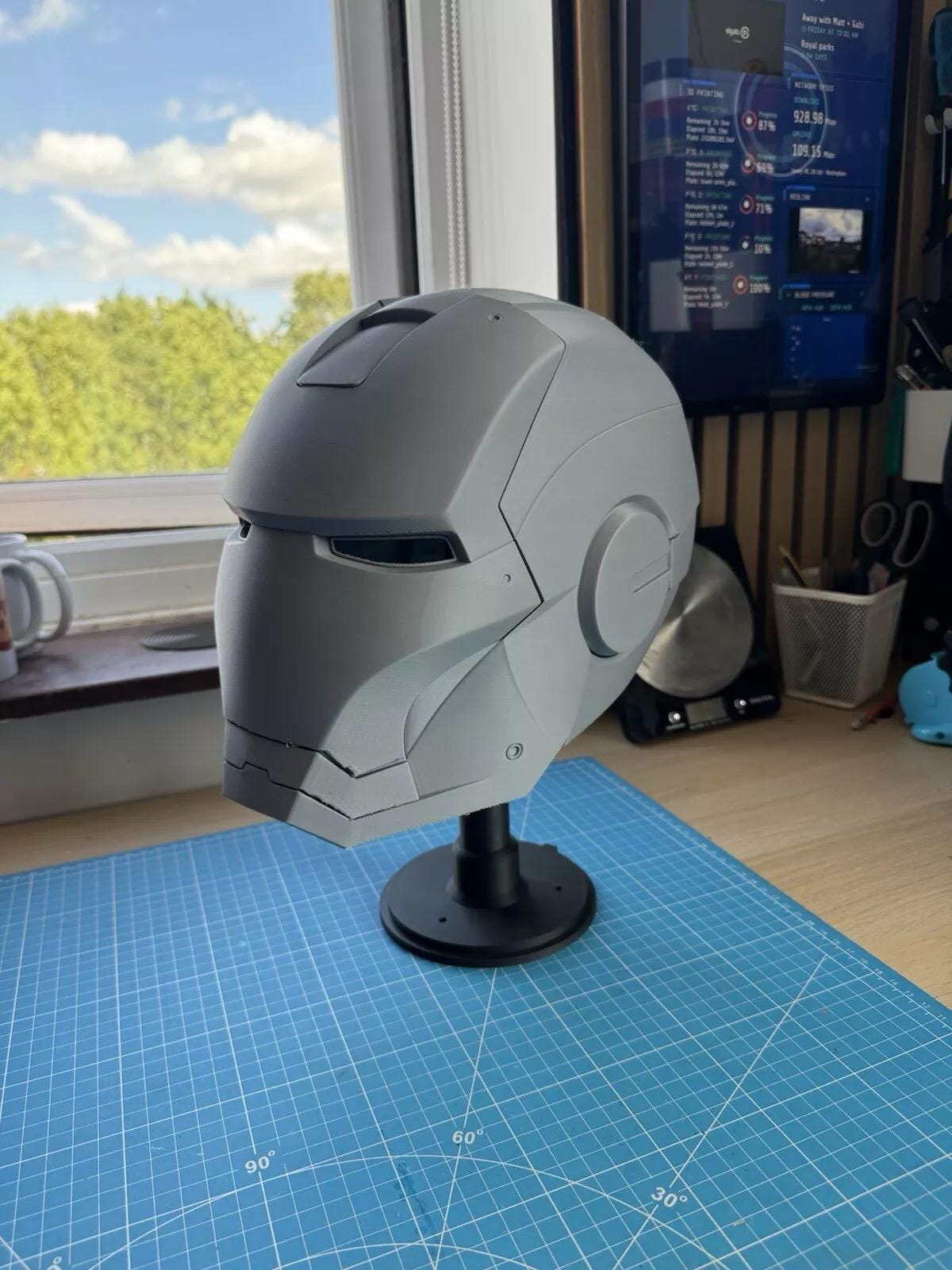 Iron Man Helmet Raw 3d Printed With Magnetic Back With Stand Etsy