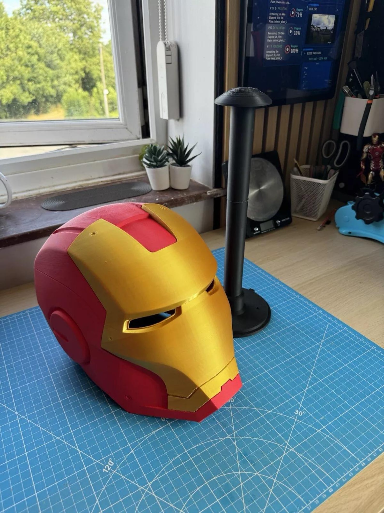 Iron Man Helmet Raw 3d Printed With Magnetic Back With Stand Etsy