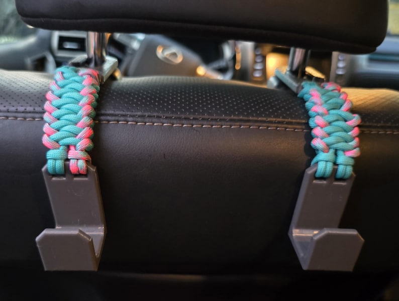 Paracord-wrapped Car Headrest Hooks (set of 2) | Durable 3D Printed ...