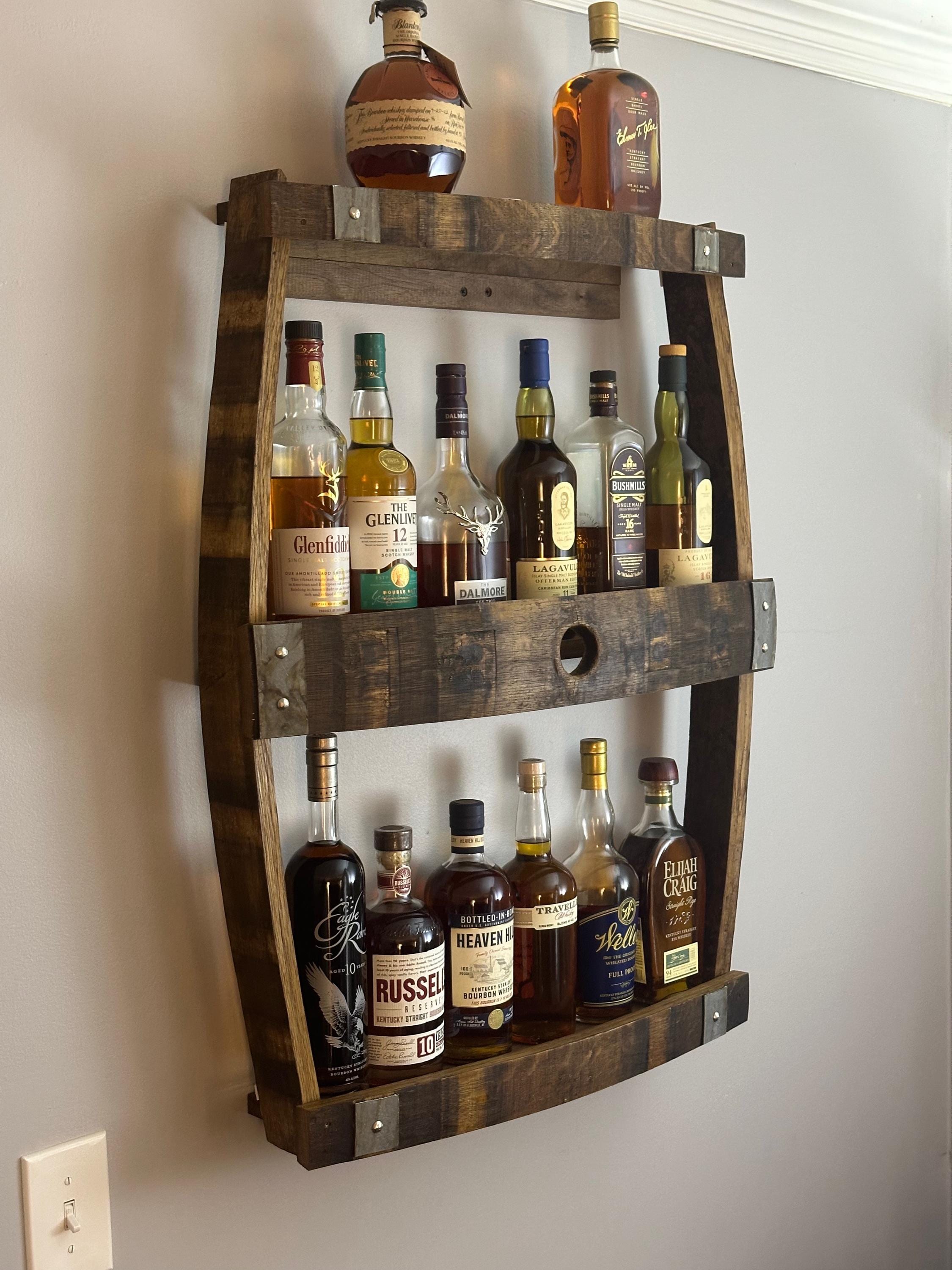 Whiskey Barrel Stave Wall Shelf/ Bourbon Display/ Bar Decor/ Liquor ...