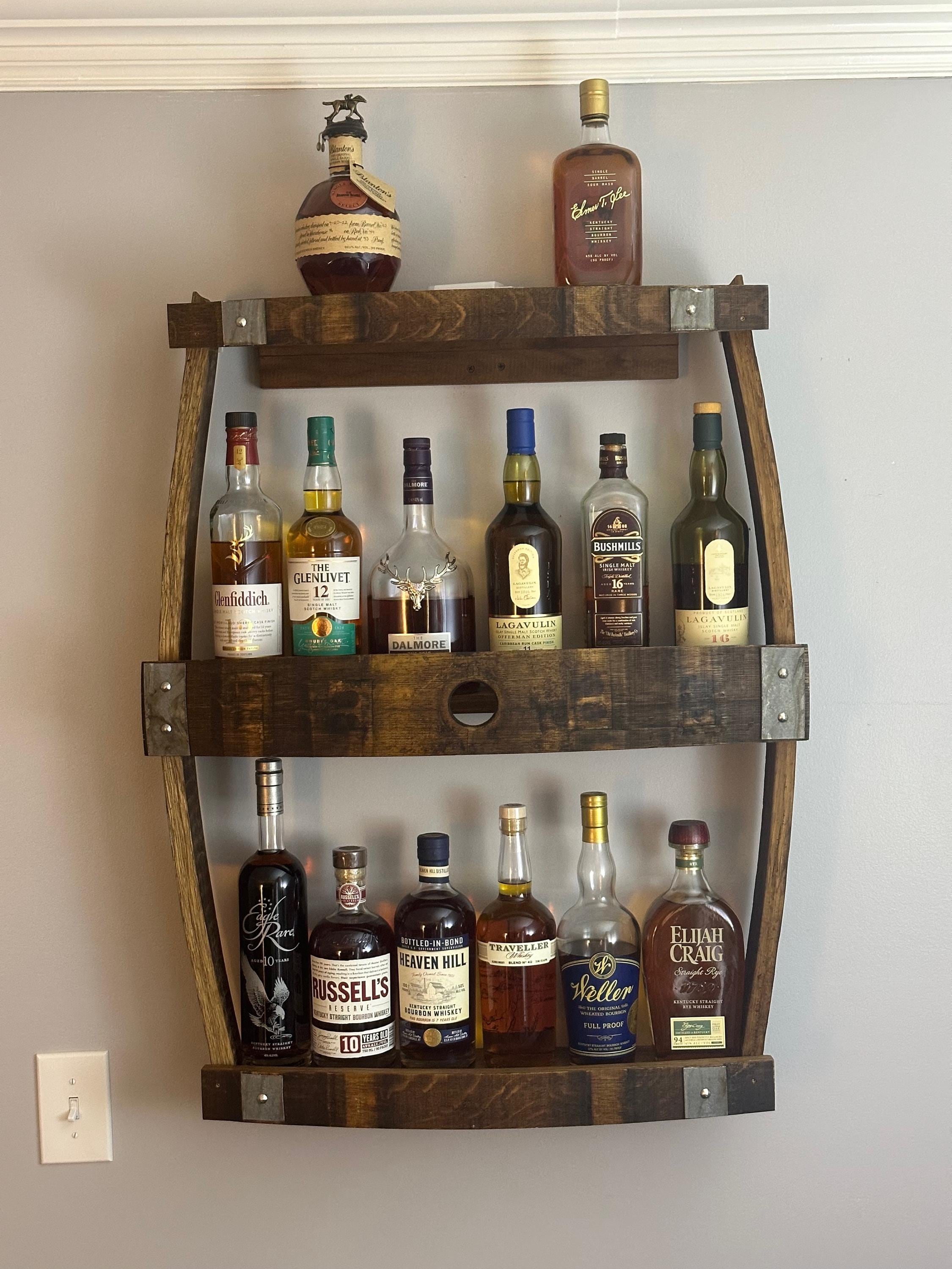 Whiskey Barrel Stave Wall Shelf/ Bourbon Display/ Bar Decor/ Liquor ...