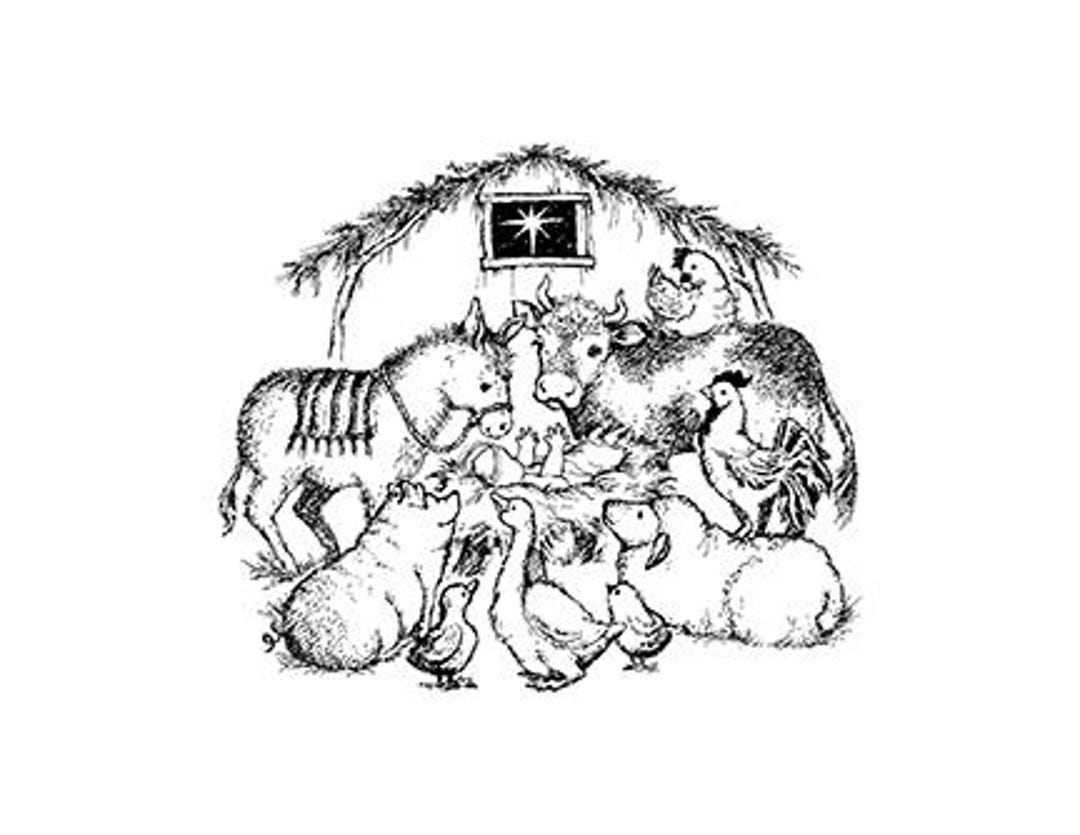 Manger Scene Authentic Rubber Stamp Imprint - Etsy