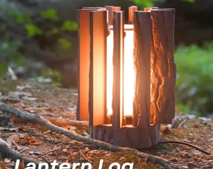 Small LED Log Light Table Lamp Desk Light Real Wooden Log Hollow ...