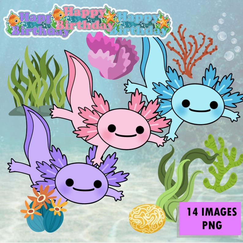 Axolotl PNG Image: Instant Download for Party Decor - Etsy