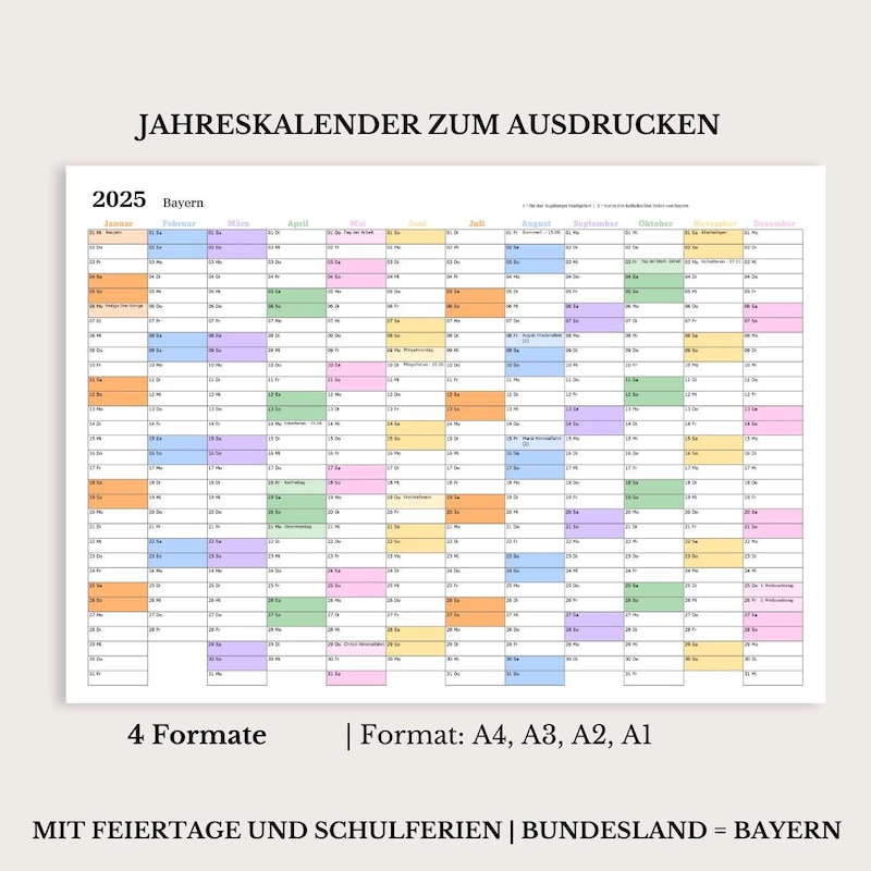Feiertage bayern 2025 calendar - Etsy.de
