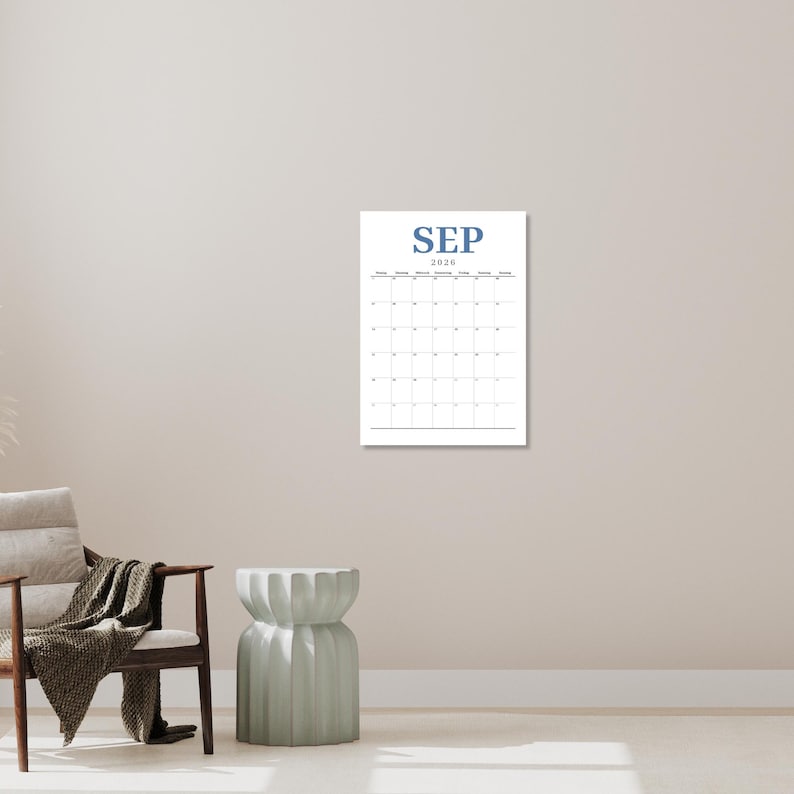 Printable 2026 Calendar – PDF Monthly Calendar for Instant Download, A3 ...