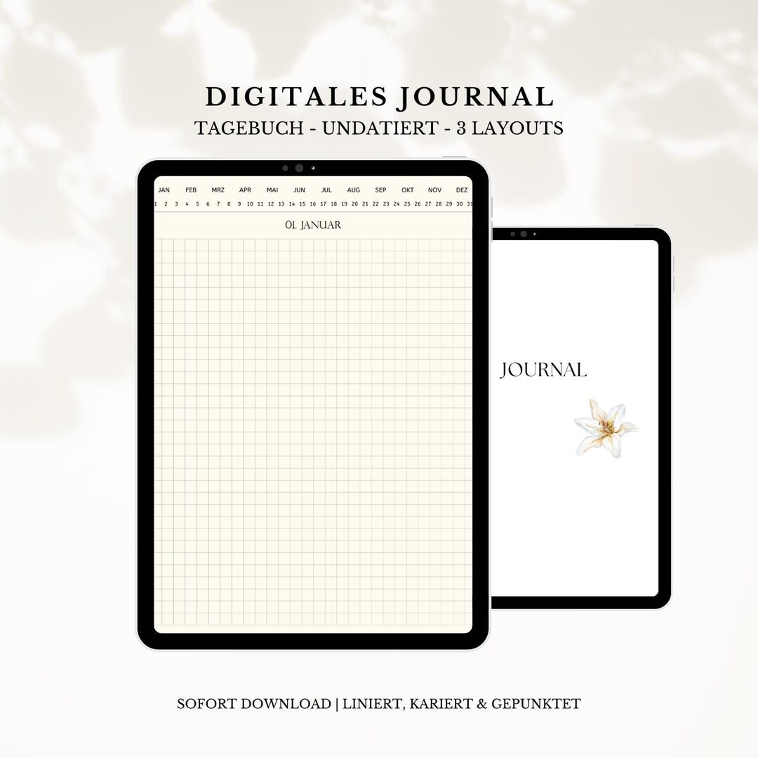 Undated Digital Diary – Journal Template for Goodnotes, Noteshelf ...