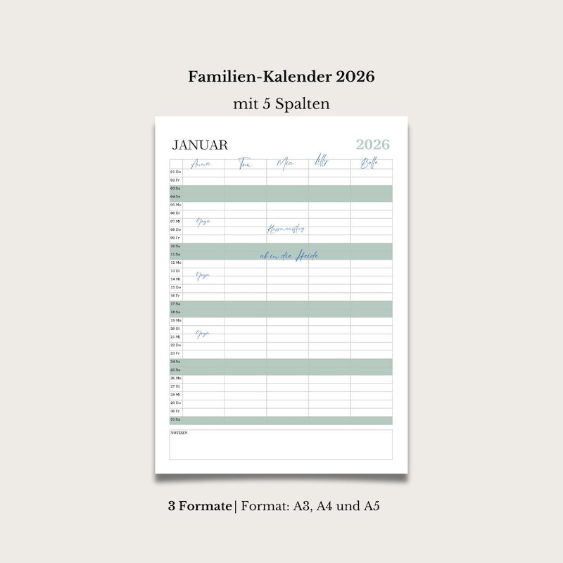 Calendars 2026 4 Columns - Etsy