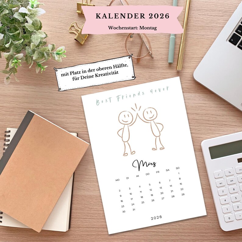Kalender 2026 zum Ausdrucken und selbst gestalten | Digitaler Download ...