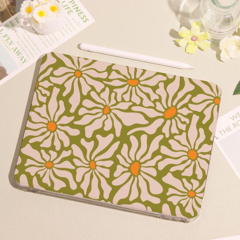 White Daisy,ipad Case With Pencil Holder for iPad 10.9