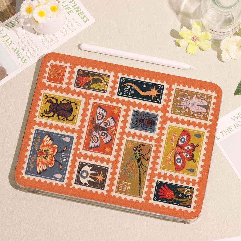 Insect Stamp,ipad Case With Pencil Holder for iPad 10.9" 10.2" 11 ...