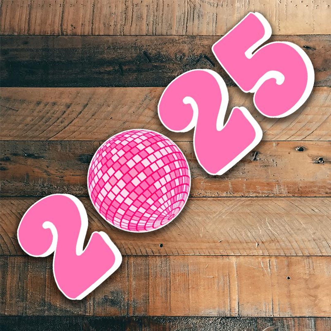 Groovy 2025 Disco Ball Sticker: Retro New Year Party Decoration for ...