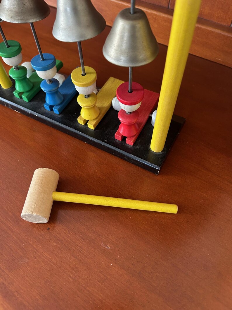 Vintage 1960s Playskool Bell Boy Wooden Musical Bell and Mallet Toy - Etsy