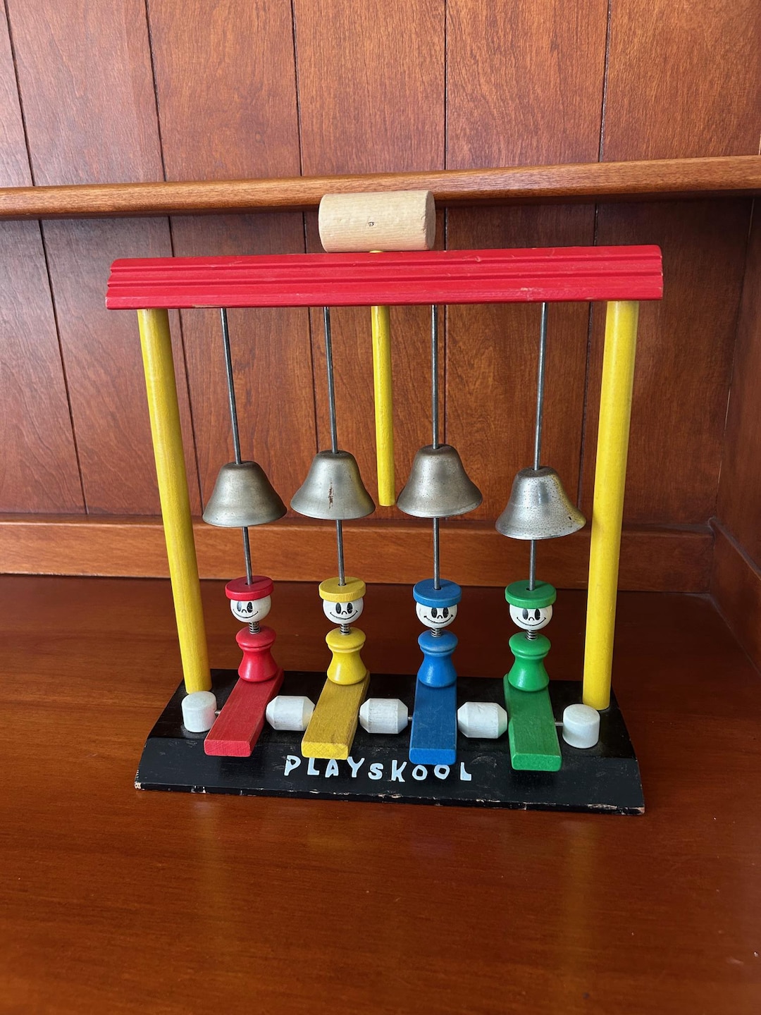 Vintage 1960s Playskool Bell Boy Wooden Musical Bell and Mallet Toy - Etsy