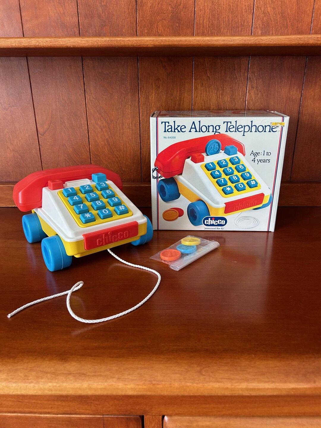Vintage 1980s/1990s Chicco Take Along Telephone Pull Toy With Original ...