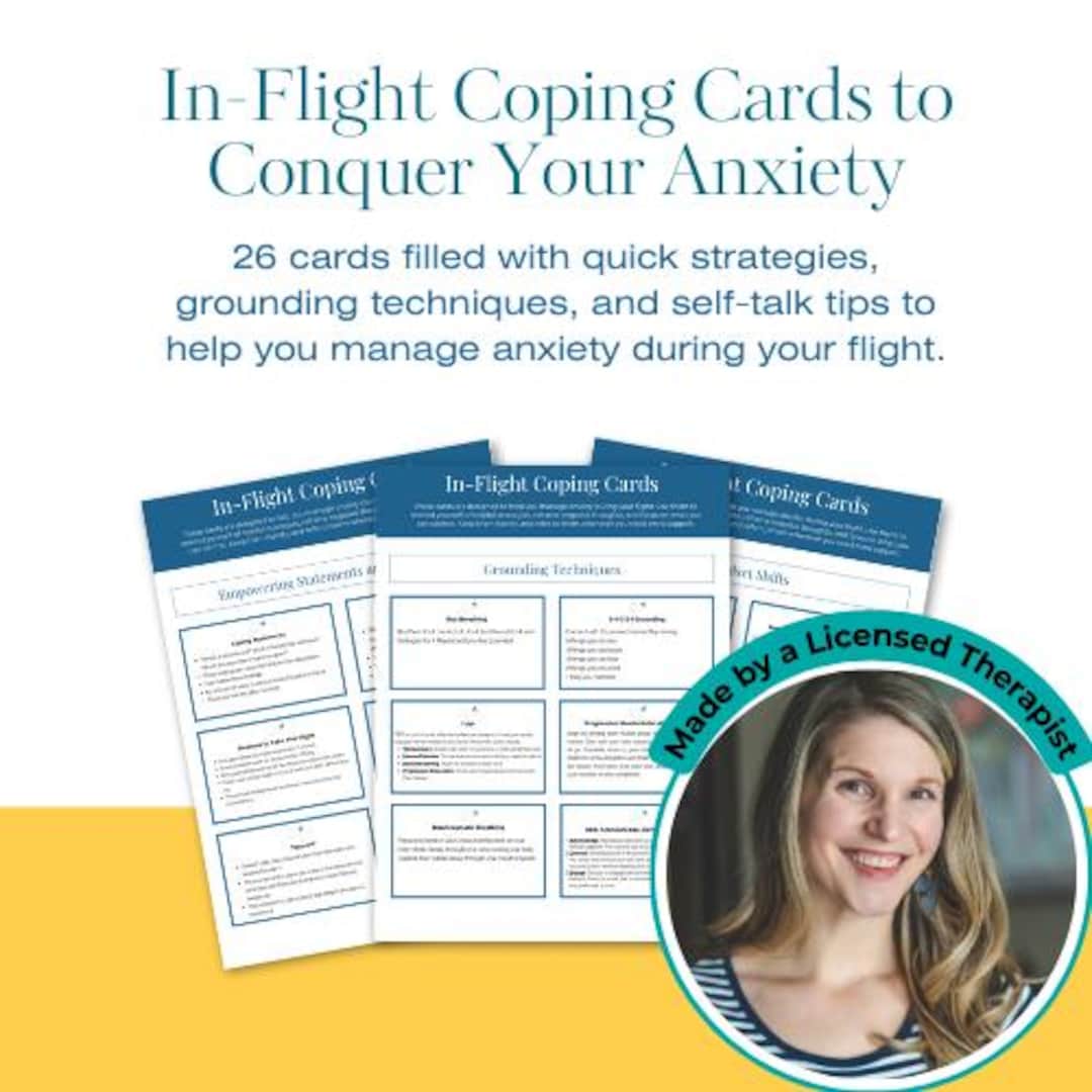 In-flight Coping Cards for Travel Anxiety Relief | Printable Calming ...