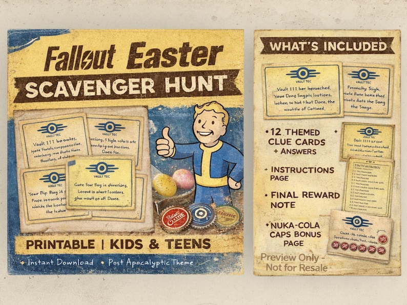 Fallout Easter Egg Hunt Printable | Scavenger Hunt for Kids & Teens ...