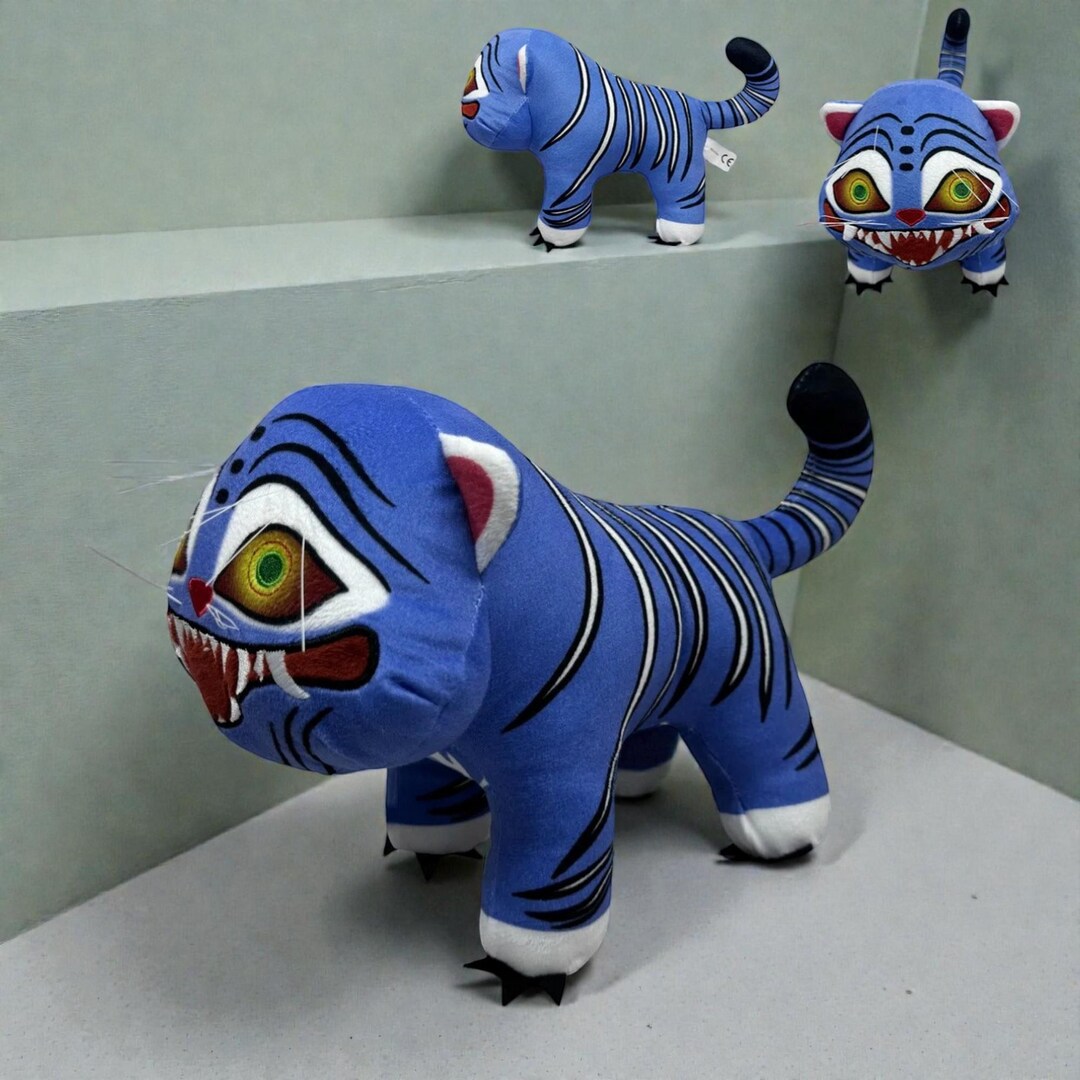 Demon Hunt Girl Team Blue Tiger Plush Toy, Whiskered Tiger Stuffed ...