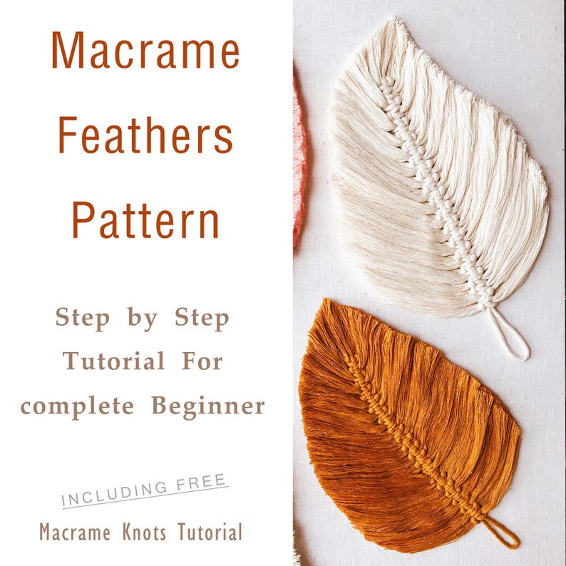 Macrame Feather Tutorial Pdf DIY Pattern for Beginner Step by Step Instructions With Photos ...