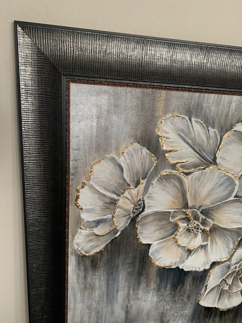 Floral Textured Hand Painting - Etsy
