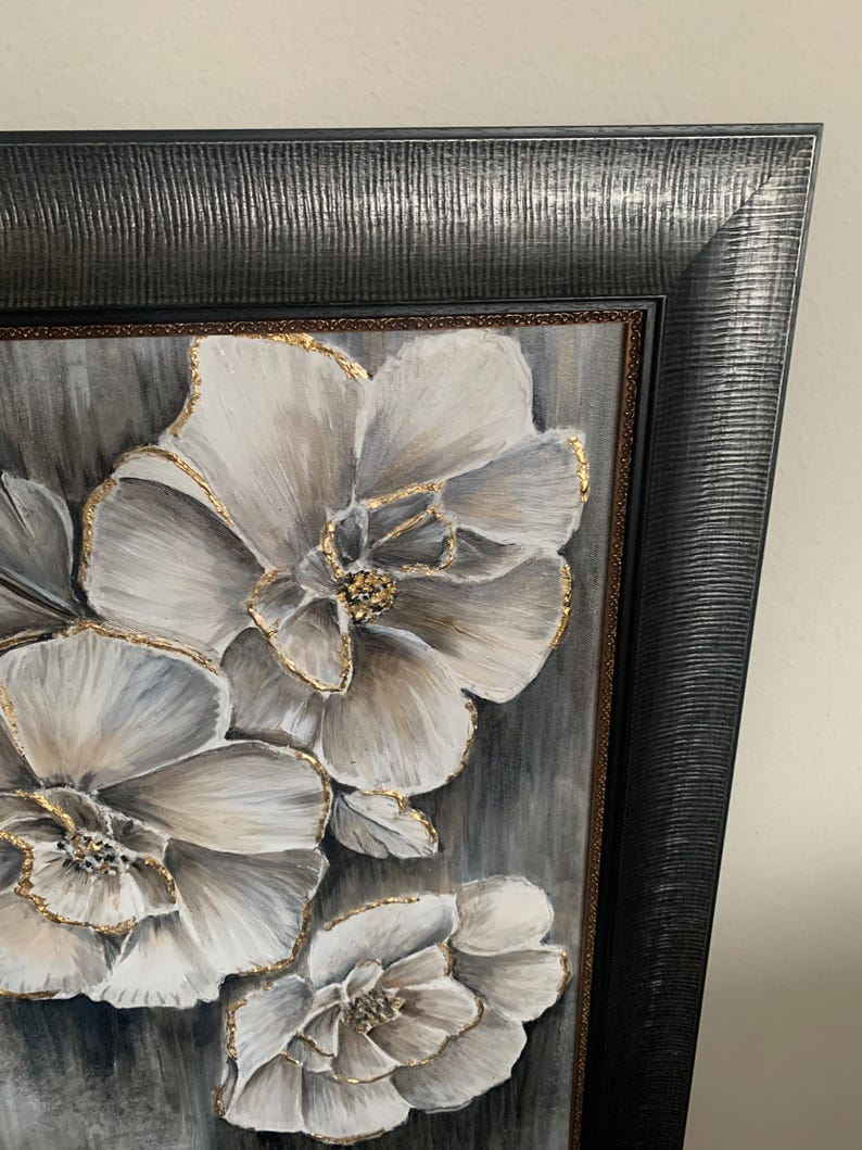 Floral Textured Hand Painting - Etsy